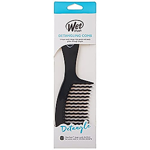 Wet Brush Detangling Comb, Black - Wide Tooth Hair Detangler with WaveTooth Design that Gently and Glides Through Tangles - Brush Throough Conditioner and Hair Masks - Gentle On Scalp and Pain-Free