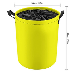 Large Laundry Hamper, Bag, Bright Yellow Solid Plain Collapsible Laundry Basket Dirty Clothes Washing Bin for College Dorm, Family Essentials