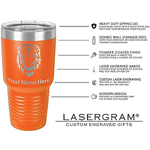 LaserGram 30oz Vacuum Insulated Tumbler Mug, Old Farm Tractor, Personalized Engraving Included (Orange)