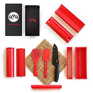 aya Sushi Making Kit, Sushi Maker 2, Online Video Tutorials Complete with Sushi Knife & Bamboo Mat, 12 Piece Sushi Roll Maker Set, Easy and Fun Sushi Kits Professional, Sushi Rolls