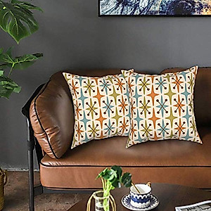 Vazzio Throw Pillow Covers Set of 2, Mid Century Modern Abstract Star Pattern Decorative Pillow Cases Soft Cushion Covers for Home Sofa Couch Bed 18x18 Inches