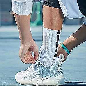 Qiangyun Men's & Women's Athletic Cushioned Compression Crew Basketbal Socks for Work Sports (Sport Socks A-01, Large)