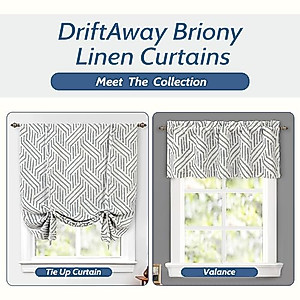 DriftAway Farmhouse Linen Lined Valance Double Layer Thermal Insulated Room Darkening Blackout Valances 3.5 Inch Rod Pocket Striped Tie Up Valance Single 45 Inch by 63 Inch Briony Navy
