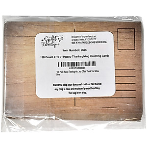 Gift Boutique 120 Pcs Happy Thanksgiving Postcards Fall Greeting Cards 4" x 6" Holiday Pumpkins Maple Leaves Design Harvest Blank Note Post Card