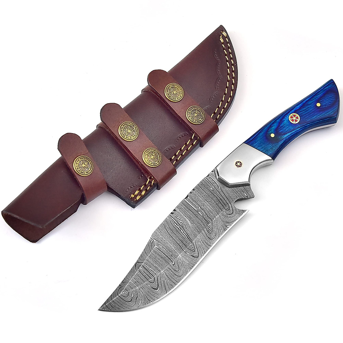 Grace Knives Handmade Damascus Steel Knife Hunting Knife 9.5 inches Fixed Blade Knife With Sheath G-1079 PW