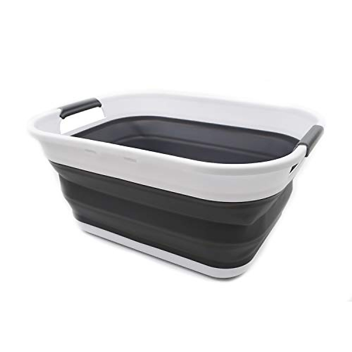 SAMMART 17.5L (4.6 Gallon) Small Collapsible/Foldable/Pop Up/Portable Washing Tub, Water Capacity 13.5L/3.5 Gallon (1, White/Grey)
