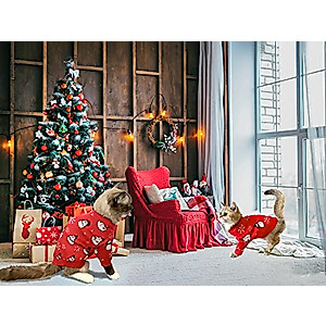 ShuRung Christmas Dog Sweater Costume Xmas Cat Knitwear Clothes with Christmas Tree Snowflakes Pattern Red Dog Winter Sweater for Kittens Small Dogs Cats (Medium)