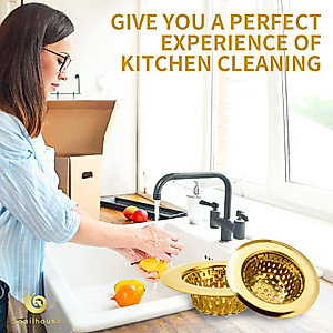 Snailhouse Bathroom Sink Strainers, 2 Pack 2.17 Inches Stainless Steel Small Mesh Utility Sink Drain Stopper Basket Cover Plug Screen, Gold
