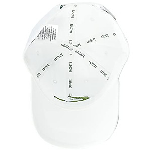 Lacoste Mens Adjustable Organic Cotton Twill Cap, White, One Size