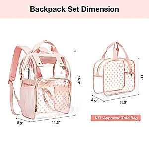LIGHT FLIGHT Clear Backpack Heavy Duty Transparent Backpack Set See Through Bookbags Durable Backpacks for College, Security, Pink