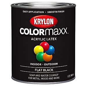 1 qt Krylon K05647007 Black COLORmaxx Paint & Primer, Flat