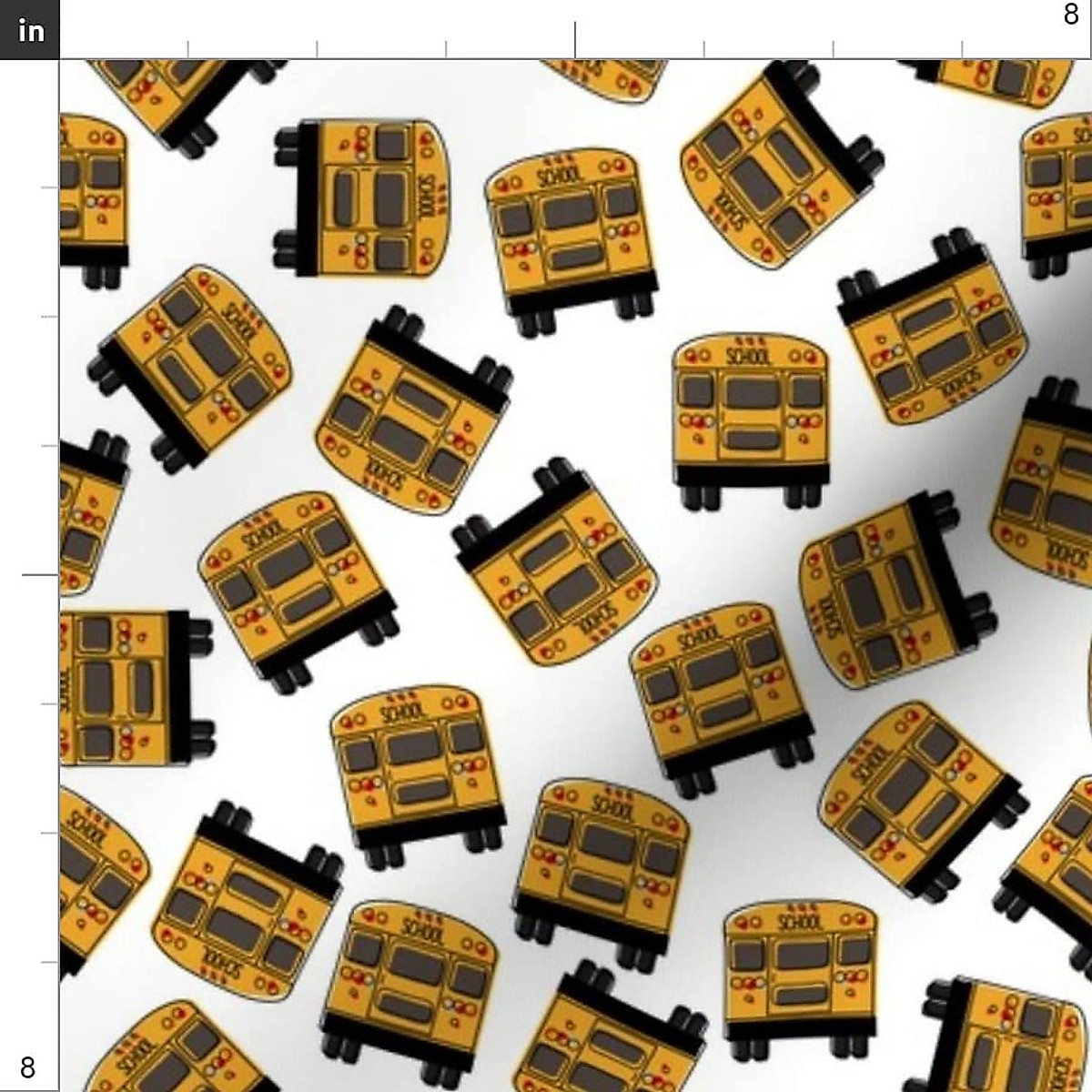 Spoonflower Fabric - Scattered School Bus Education Hand Drawn Teacher Printed on Petal Signature Cotton Fabric Fat Quarter - Sewing Quilting Apparel Crafts Decor