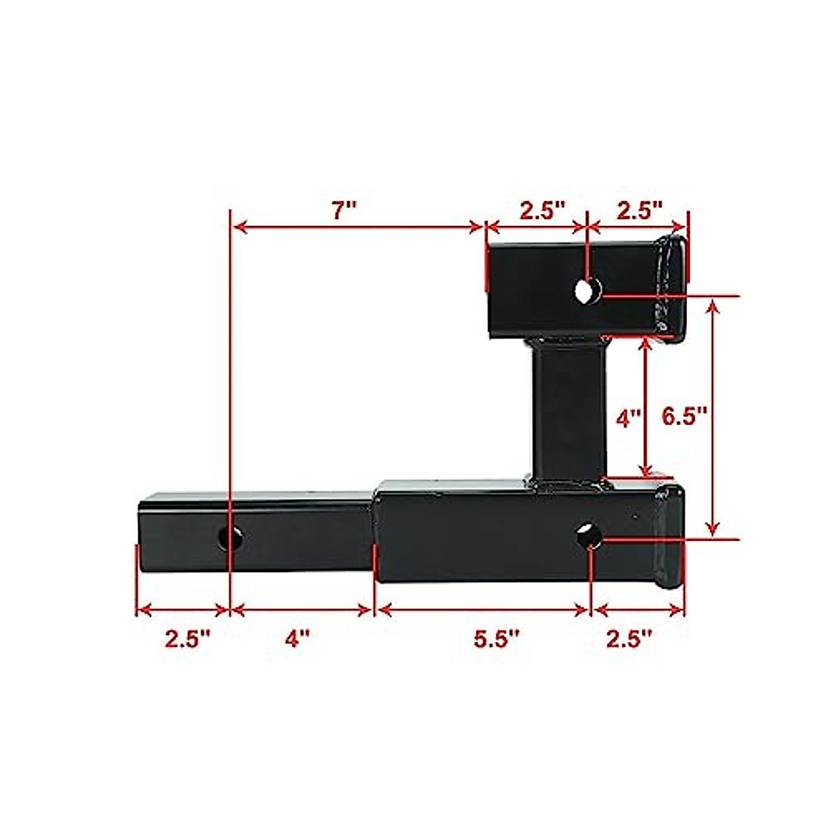 Trailer 2 inches Dual Hitch Receiver Adapter Extension 9-1/2 inch for Towing Bicycle Rack，GTW 5,000 lbs,with Pin and Clip