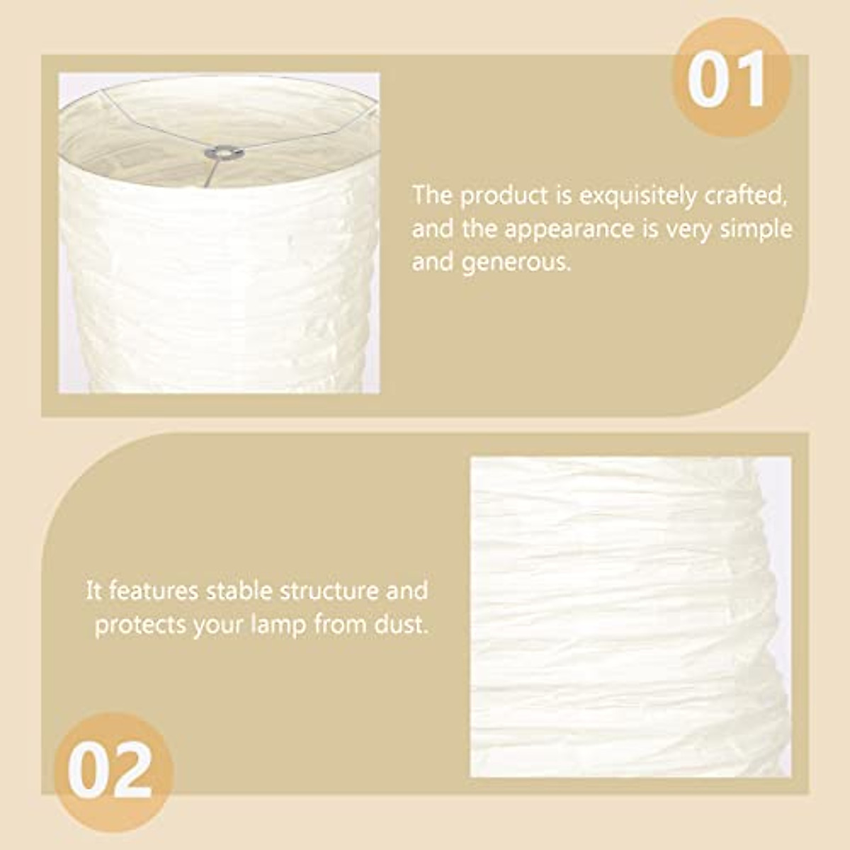 OSALADI Floor Light Shade Modern Vertical Paper Lamp Shade Nordic Lamp Shade Replacement Floor Light Cover for Home, Beige