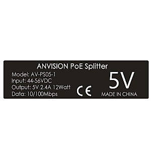 ANVISION 4-Pack 5V PoE Splitter, 48V to 5V 2.4A Adapter with Micro USB Plug, IEEE 802.3af Compliant, for IP Camera, Tablets, Dropcam or Raspberry Pi and More, AV-PS05-1