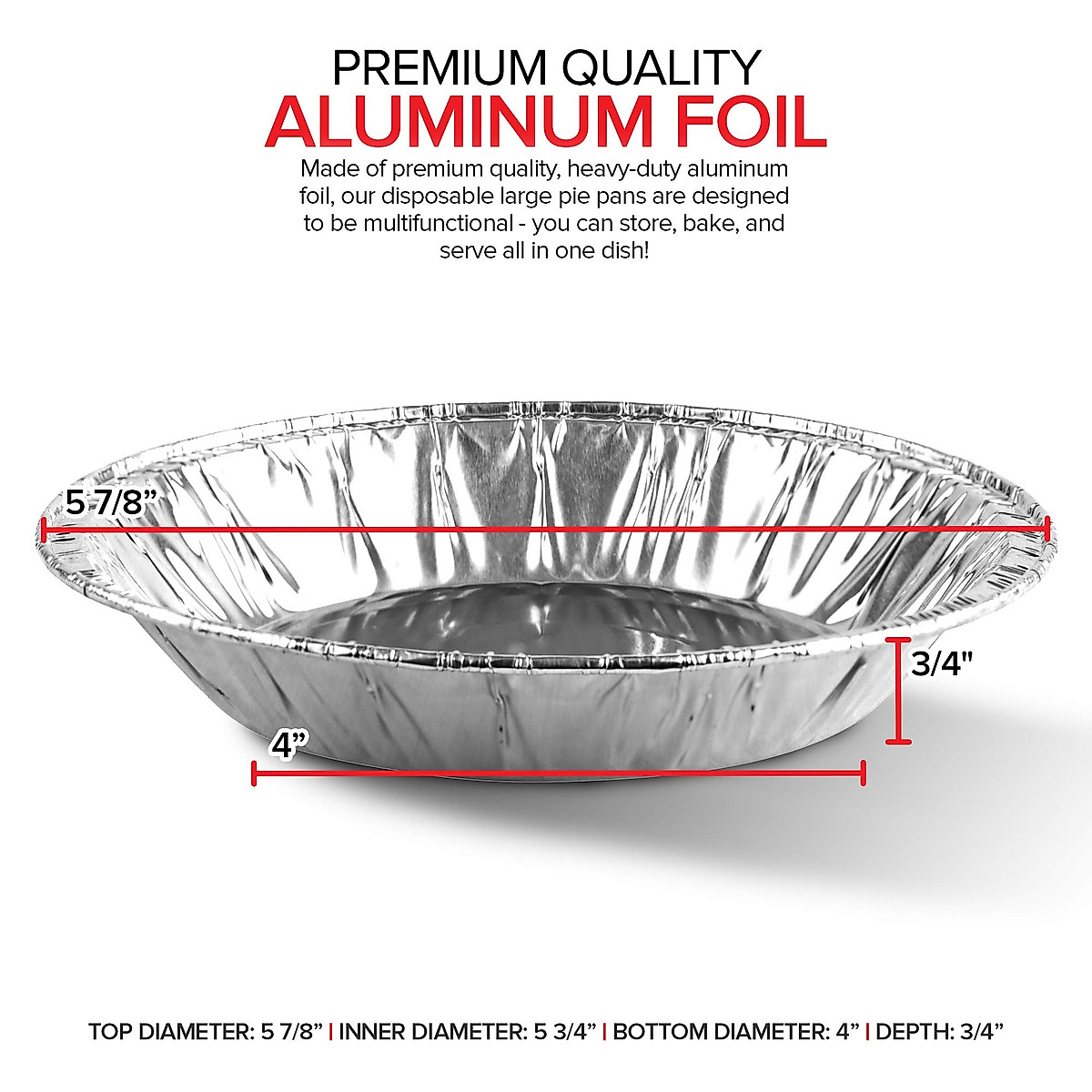 Stock Your Home 6 Inch Aluminum Foil Pie Pans (50 Count) - Disposable & Recyclable Mini Pie Pans - Foil Pie Tin for Bakeries, Cafes, Restaurants - Durable Mini Pie Pans For Baking, Fruit Tarts, Quiche
