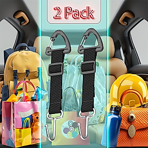 QUIDAOSO Car Purse Holder Hook, Car Seat Headrest Hooks for Purses and Bags Cute, Metal Adjustable Hidden Hooks for Handbag, Hanger Storage Organizer, Heavy Duty 100 lbs. (P1)