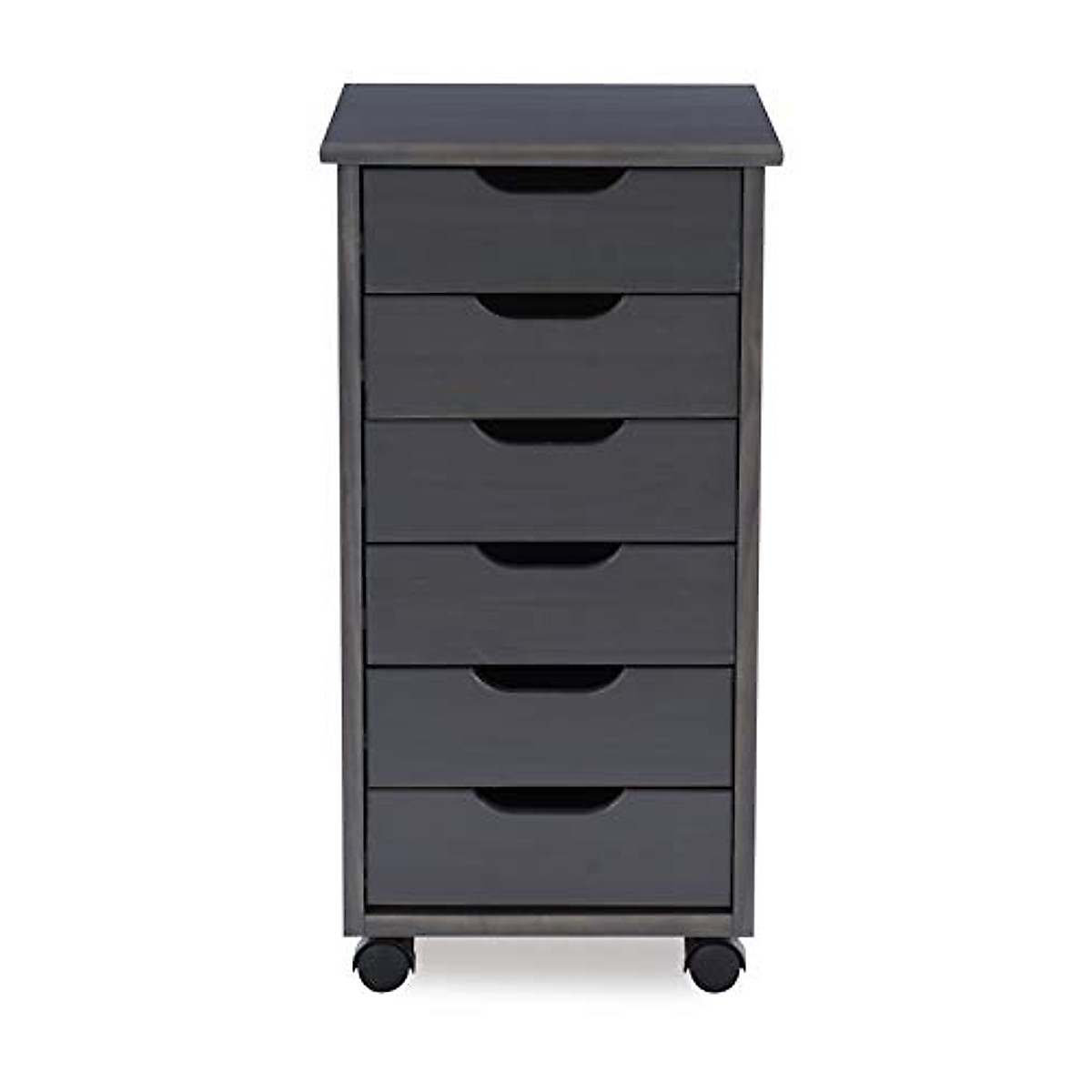 Linon Home Decor Products Corinne Six Drawer Storage, Grey Rolling Cart