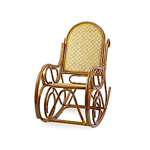 Wickerix Milano Rocking Chair, Natural Rattan Wicker Handmade, ECO, Colonial Color