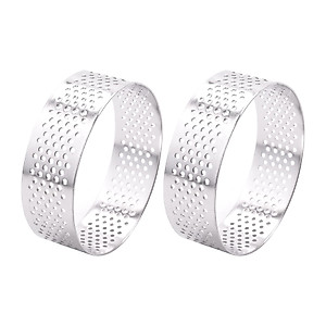 Laiaouay 8 Piece Tart Rings 2.36 inch Stainless Steel Perforated Tart Rings for Baking Pastry Ring Mold Cake Dessert Mousse French Tart Ring, Silver