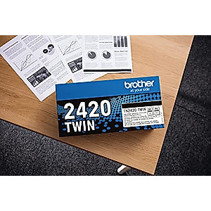 Brother TN-2420TWIN Toner Cartridge, Black, Twin Pack, High Yield, Includes 2 x Toner Cartridge, Genuine Supplies