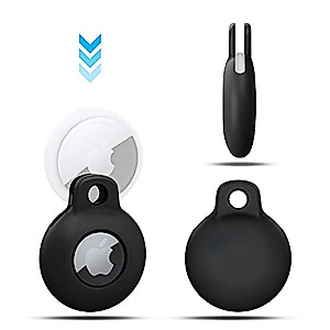 Kanya Silicone Case Compatible with AirTag,6 Pack Soft Anti-Scratch Shockproof Protective Skin Cover Holder Keychain Carabiner for Apple (Black+Red+Pink+Light Green+Light Purple+Yellow),6 Packs