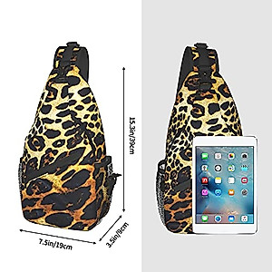 BLUBLU Large Capacity Sling Bag, Adjustable and Reversible Shoulder Strap Backpack Travel Crossbody Daypack - Leopard Print