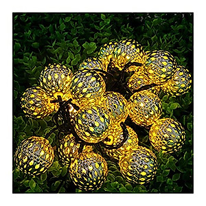 Xiaobei Solar String Lights, Moroccan Ball Shape, 5M 20LED Earth Fairy Lights, Lantern Christmas Lights, Outdoor Garden Patio Home Decoration