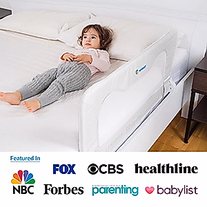 TotCraft Toddler Bed Rails Guard – Universal Baby & Children Rail for Box Spring &slats Kids Toddlers Cribs, Twin, Double, Full Size Queen &King - White (35.5L19.5H) in