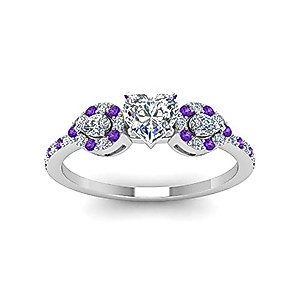 Pear Shaped diamond Side Stone Engagement Rings with White Diamond in 14K White Gold for Women, Bridal, Wedding, Engagement, Anniversary, Birthday, Mother Day Gift