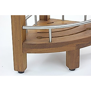 AquaTeak Patented Kai Corner Teak and Stainless 3 Shelf Corner Stand