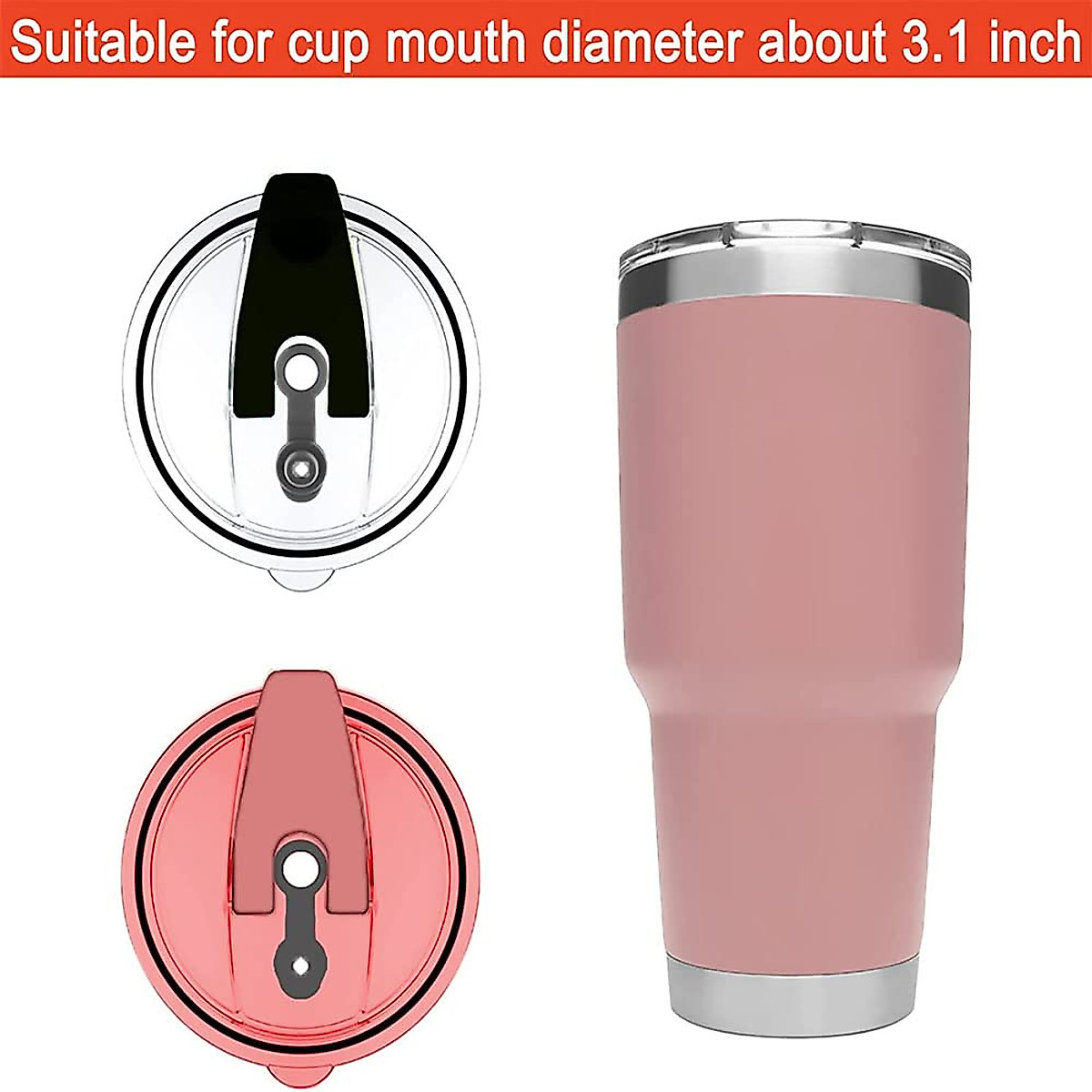 2 pcs Tumbler Replacement Lids,Spill-proof Splash Resistant Straw-friendly Cover,BPA Free & Straw Friendly (20 oz,black&red)