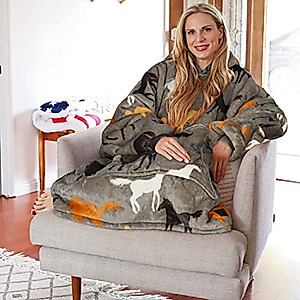 Tirrinia Oversized Wearable Blanket Hoodie, Blanket Hoodie for Women Men Adult, Soft Blanket Sweatshirt Hoodie with Large Pocket