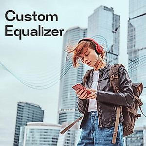 iJoy Wireless Over-Ear Bluetooth Headphones - Wireless and Wired Foldable Headset with Built-in Microphone, FM, Micro SD Card Slot, Touch Controls - Audifonos Auriculares Inalambricos (Red)