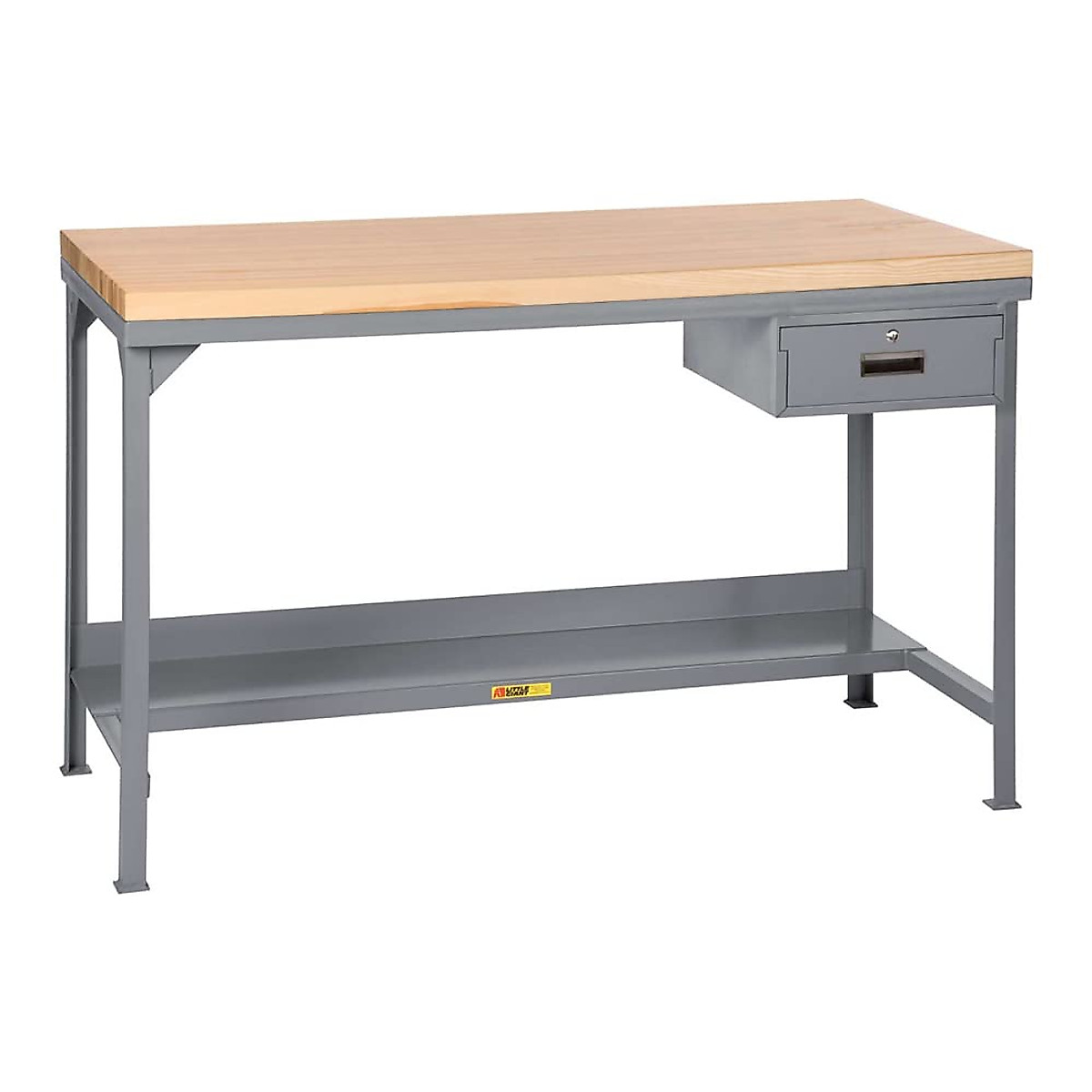 Little Giant WSJ2-2448-AH-LP Adjustable Height Welded Steel Workbench with 1.75" Butcher Block Top and Louvered Panel, 3000lbs Load Capacity, 24" Length, 48" Width