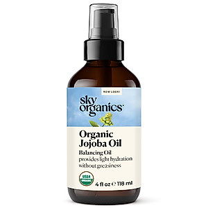 Sky Organics Organic Jojoba Oil for Face, Balancing Oil for Light Hydration & Helps Reduce Excess Oiliness, Suitable For Oily, Combination and Blemish-Prone Skin, 100% Pure & Cold-Pressed, 4 fl. Oz with ebook