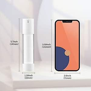 longway 1.7 Oz (50ML) Empty Refillable Airless Pump Bottle,Travel Foundation Containers,Airless Cosmetic Pump Bottle for Hand Sanitizer, Toner,Gel,Hair Oil, Lotion and Face Cream (Pack of 6, Frosted)