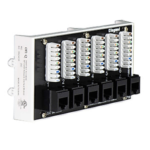 Legrand - OnQ Home Theater Patch Panel, 6 Port Interface Module, Cat 6A Network Patch Panel for Wired Ethernet Connection, Black, AC106A6
