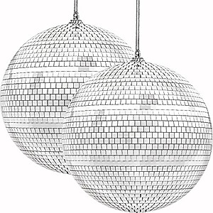 The Dreidel Company Mirror Disco Ball 36-Pack Variety, Silver Hanging Ball with Attached String for Ring, Reflects Light, Fun Party Home Bands Decorations, Party Favor (36-Pack Variety)
