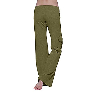 KSODFNXH Girls Pants Relaxed Fit Wide Leg Trendy Sweatpants Teen Girls Parachute Baggy Plus Size Pants with Pockets Womens Sweat Pants Orange Pants A#Army Green,Small