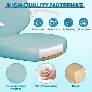 SeekFancy Kids Desk Chair Pego300, Blue Study for Boys Girls with Eggshell Design Backrest, Ergonomic Growing Teen Office Flip up Arms and Wheels, Pu Leather Task Chair…