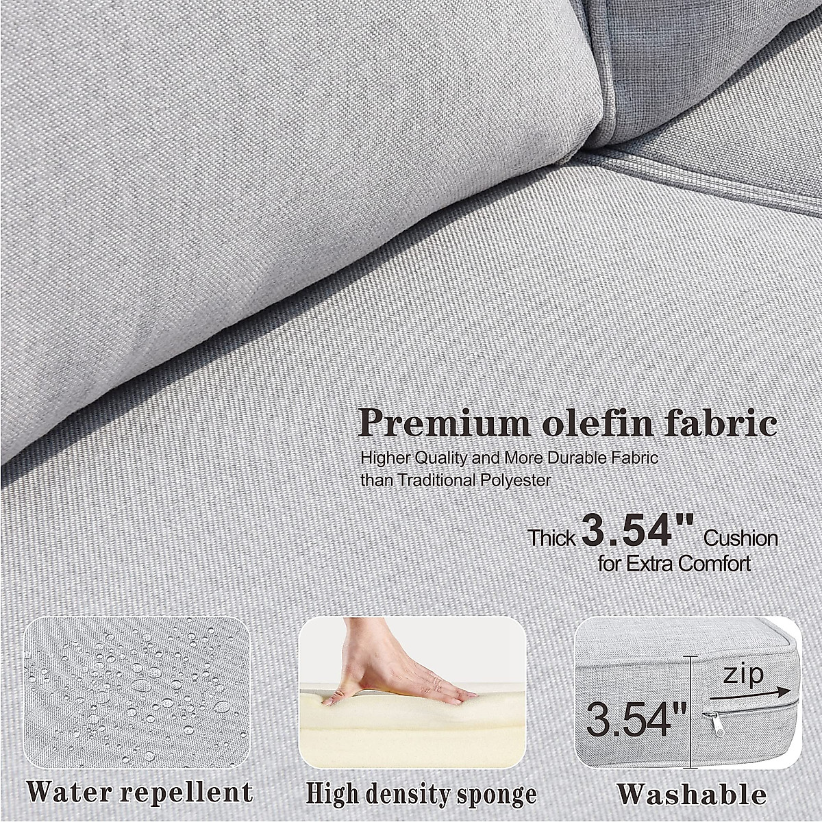 XIZZI Outdoor Furniture Patio Sectional Sofa Swivel Rocking Chairs 8 Piece All Weather PE Rattan Wicker Conversation Sets with Coffee and Side Table for Backyard Deck Garden,Grey