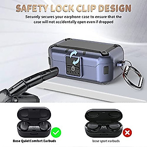 [Upgrade Lock] Case for Bose QuietComfort Earbuds Case (2020), WOFRO Military Armor Series Protective Cover Shock-Absorbing Scratch Resistant Hard Shell with Keychain(Blue)