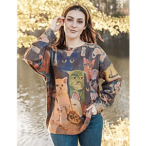 YESNO Women Christmas Sweater Graphic Printed Oversized Pullover Sweaters Casual Loose Knit Tops XL S01 CR01