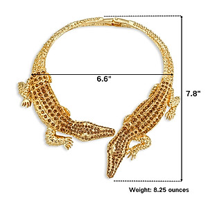 Tiberu Women’s Statement Crocodile Choker Necklaces Punk Alligator Gator Bib Collar Necklace Party Costume Jewelry (Brown)