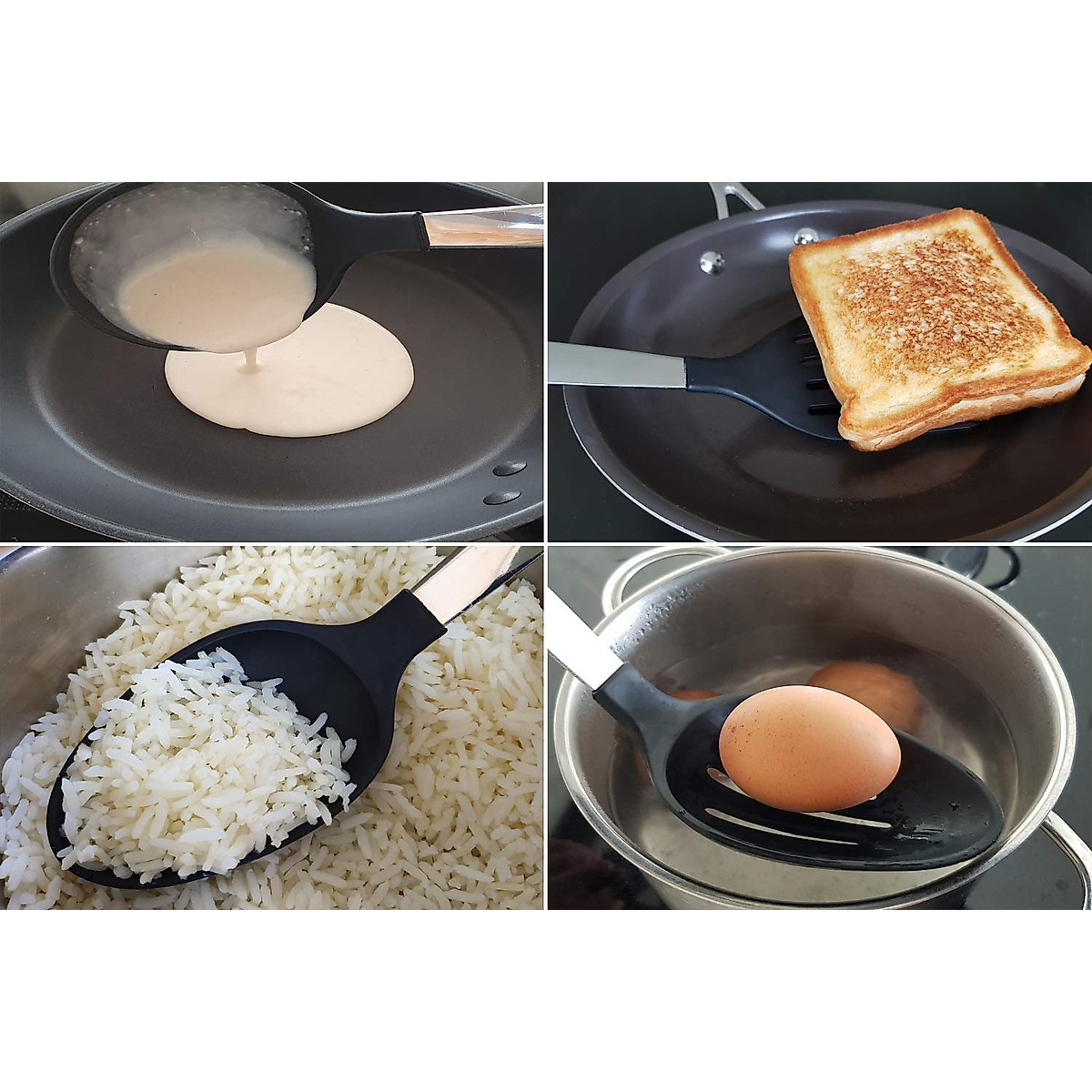 Daily Kitchen Utensils Set Silicone and Stainless Steel - Heat Resistant Cooking Utensils for Non Stick Cookware - Silicone Utensils Cooking Utensil Set - Kitchen Tools and Gadgets - 6-Piece Tool Set