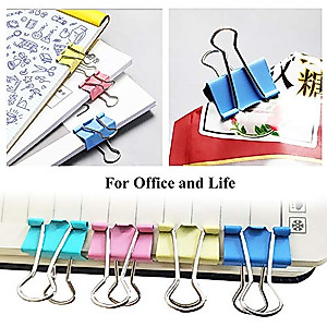 40 Pcs Colorful Medium Binder Clips 1.25 inch Length for Office
