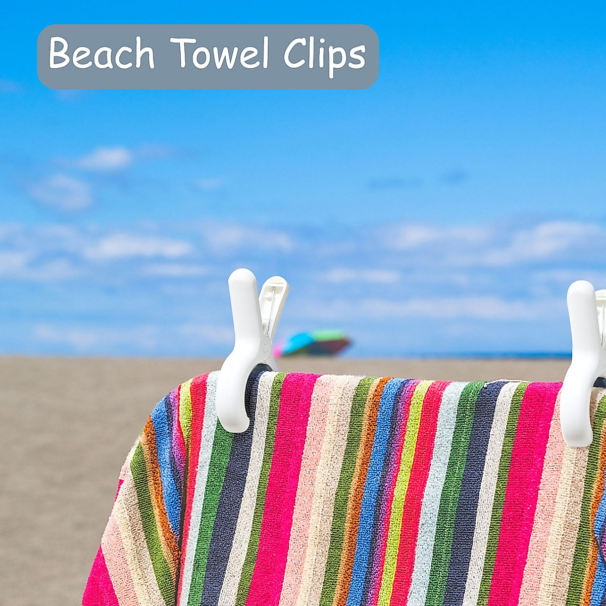 12 Pack Beach Towel Clips with Strong Anti-Rust Springs,Heavy Duty Towel Clips,Plastic Laundry Clothes Pins to Keep Your Towel, Clothes, Blankets to Dry on Clothesline and Hanging Rack (Blue)