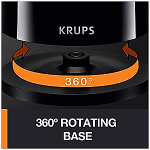 Krups, Electric Kettle, Cool Touch Stainless Steel Interior 1.5 Liter 1500 Watts Fast Boiling, one cup in 80 seconds, Double Wall, Fast Boiling, Auto Off, Keep Warm, Cordless Black