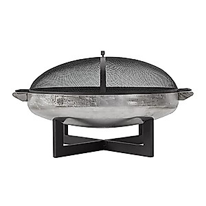 Real Flame La Porte 37" Round Wood Burning Fire Pit for Outdoors, Rust with Spark Screen, Poker and Log Grate - Steel Wood Burning Fire Bowl - Durable Outdoor Fire Pit